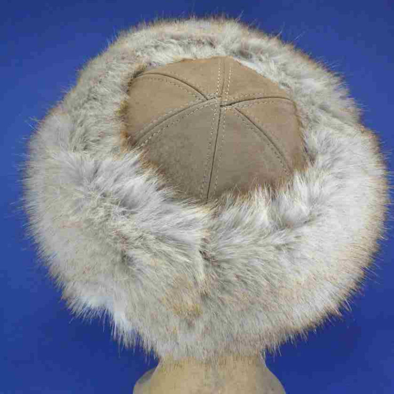 Toque femme beige NATACHA | Toques NATACHA romantique cuir fourrure