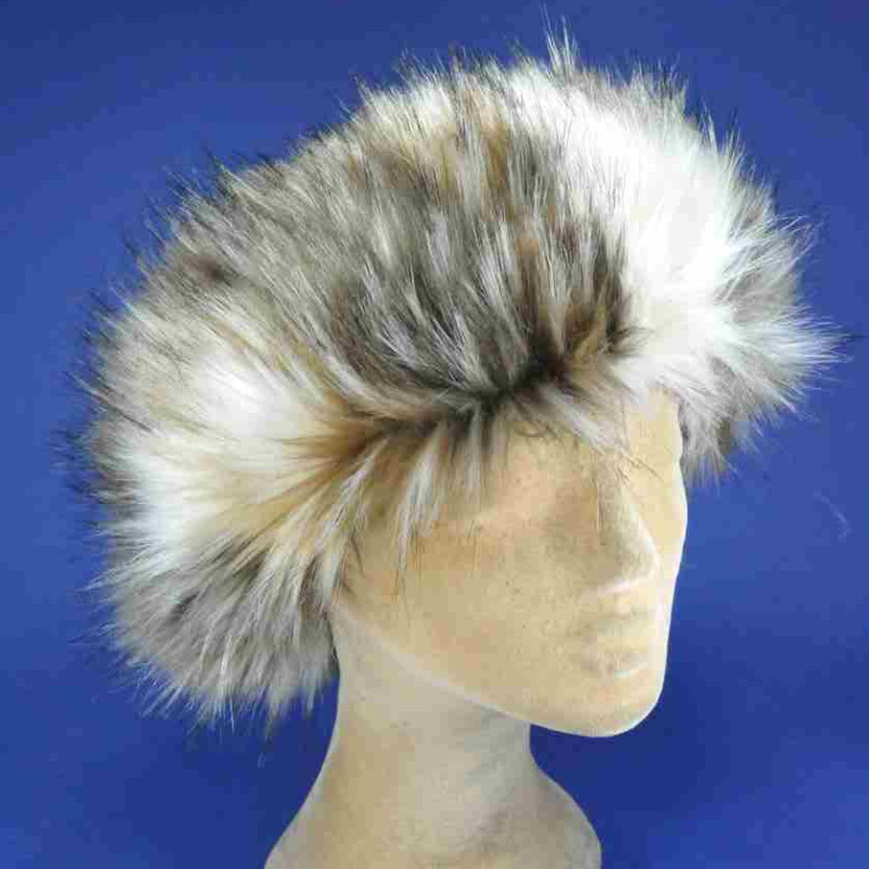 Toque cuir FOURRURE synthétique méchée | Toques femmes beige blanc