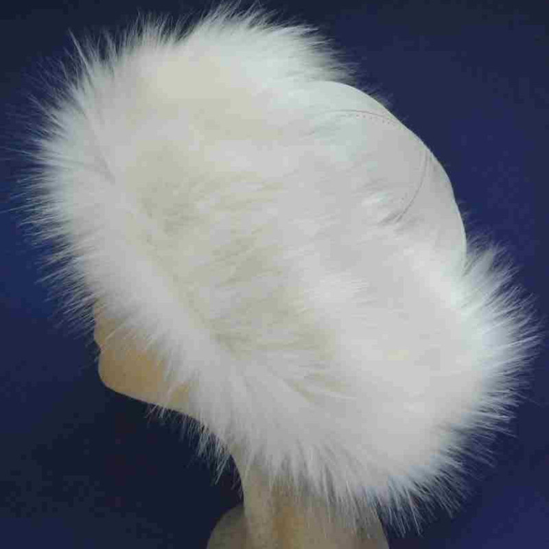 Toque d'hiver blanche cuir et fourrure | Toques blanches femmes