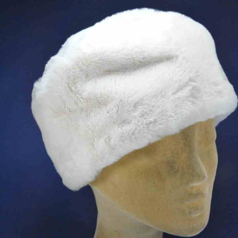 Toque fantaisie en fourrure synthétique blanche | Chapeau hiver femme