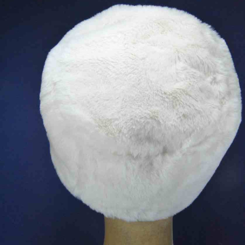 Toque fantaisie en fourrure synthétique blanche | Chapeau hiver femme