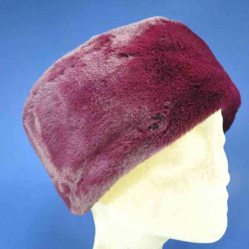 Toque fantaisie en fourrure synthétique prune | Chapeau hiver femme