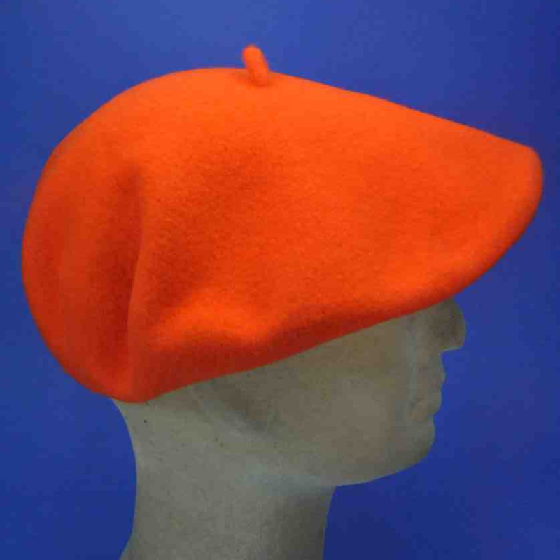Béret pour la chasse, orange, en laine de mérinos | Chapeau homme